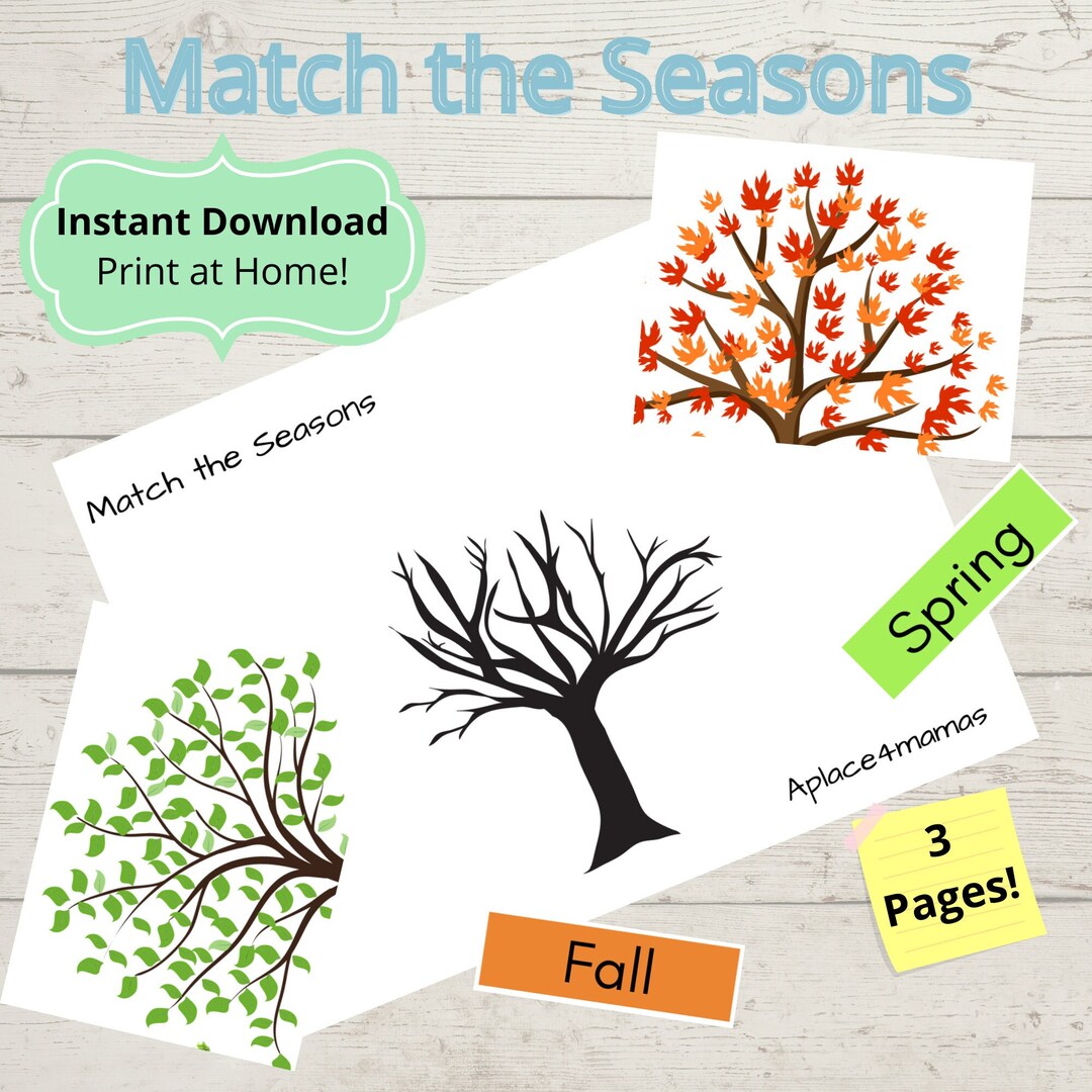 Match the Seasons, Seasons Matching, Seasons Game, Busy Book, Busy ...