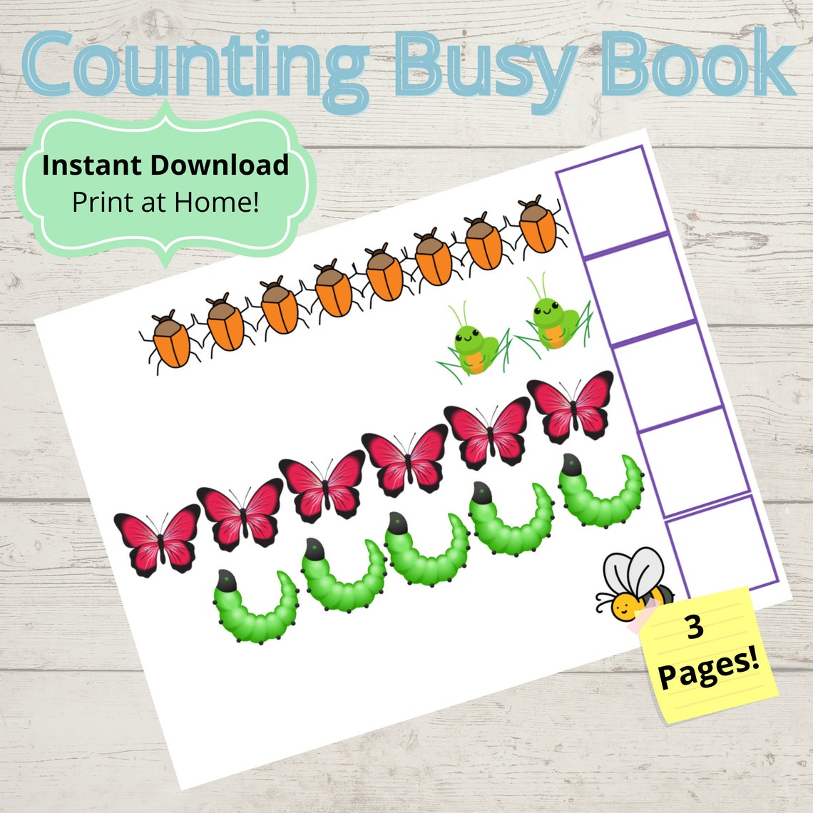 Numbers Worksheet Counting Worksheet Preschool Worksheets - Etsy