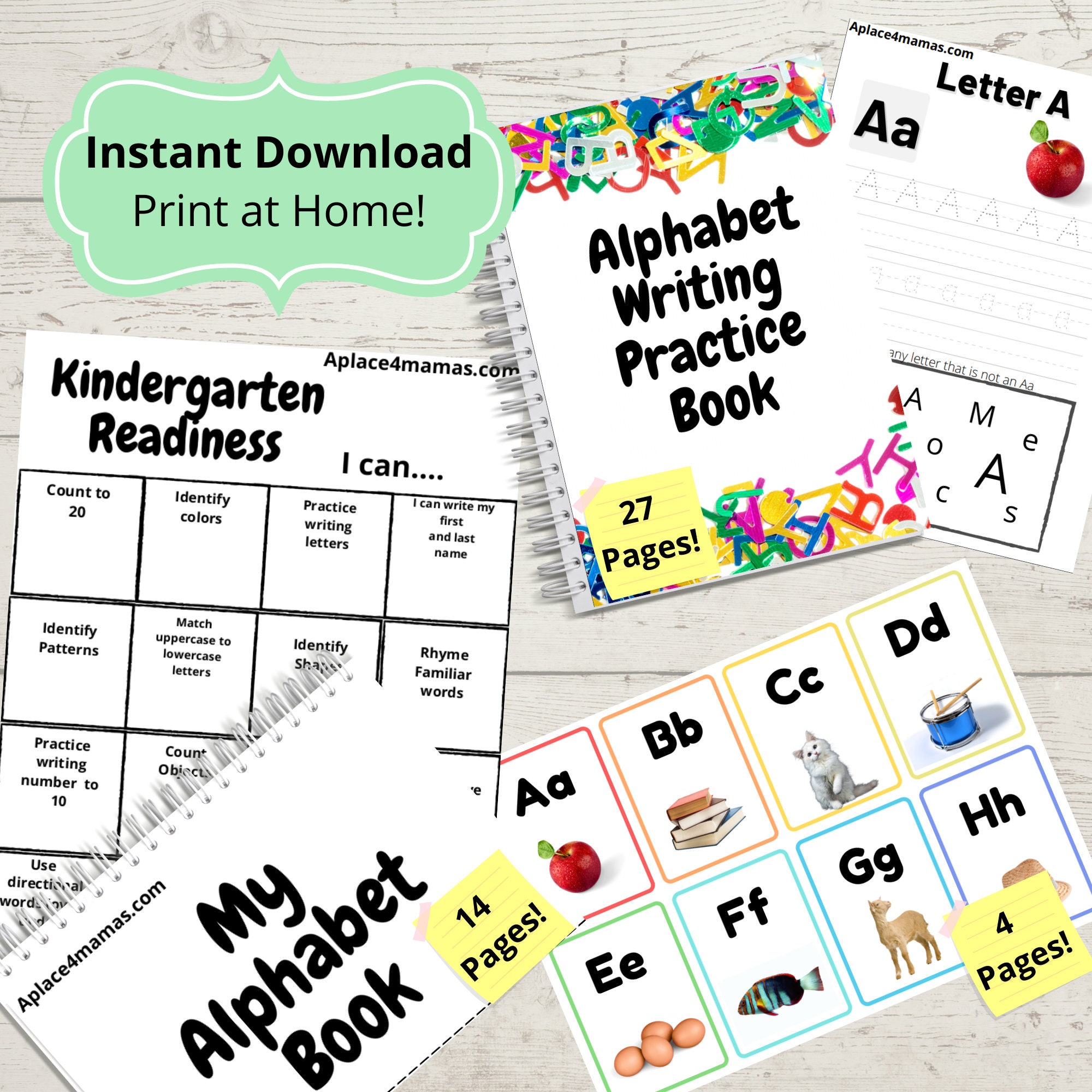 Kindergarten Readiness Bundle alphabet Worksheet Book, Alphabet ...