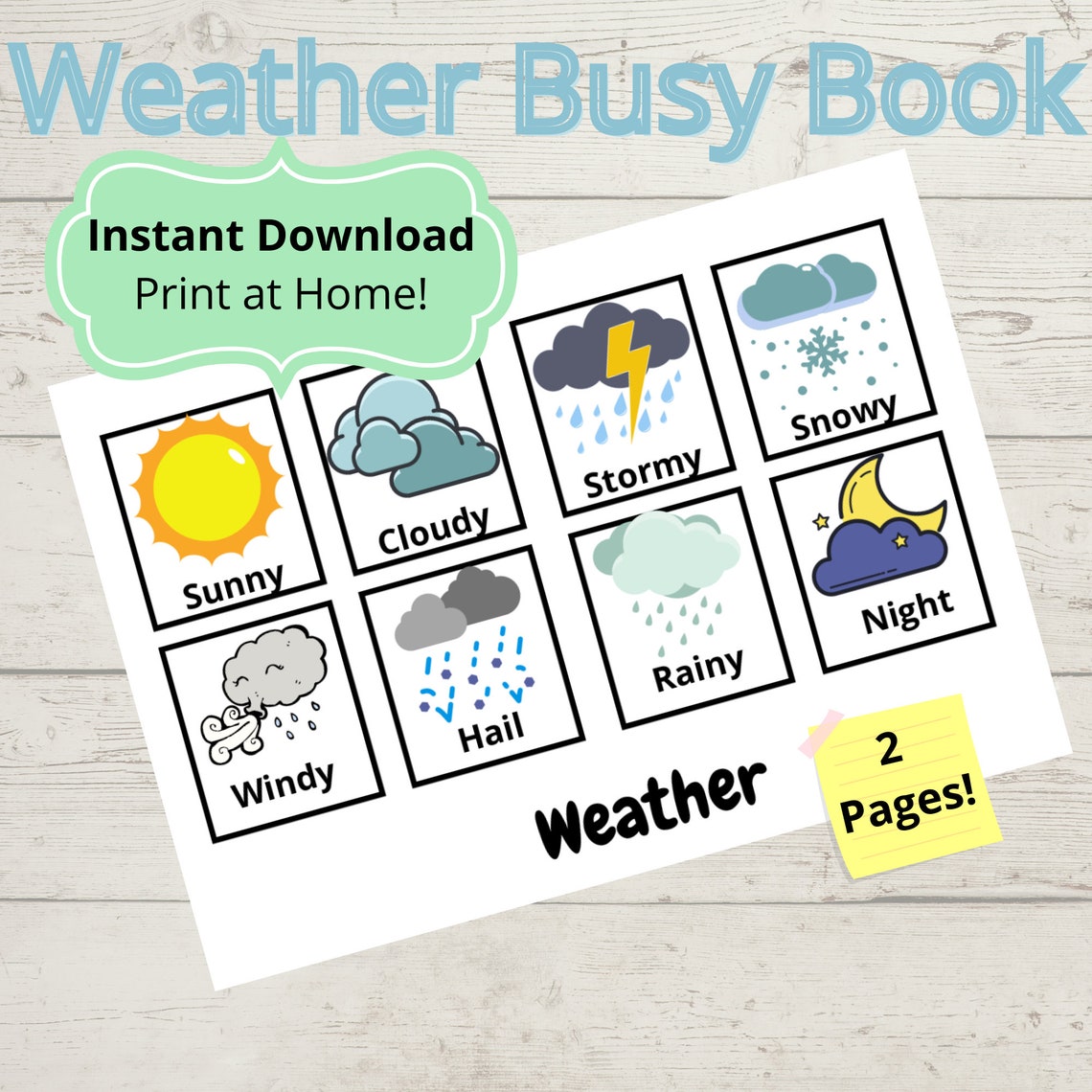 Weather Matching Game, Weather Game, Weather Busy Book, Busy Book ...
