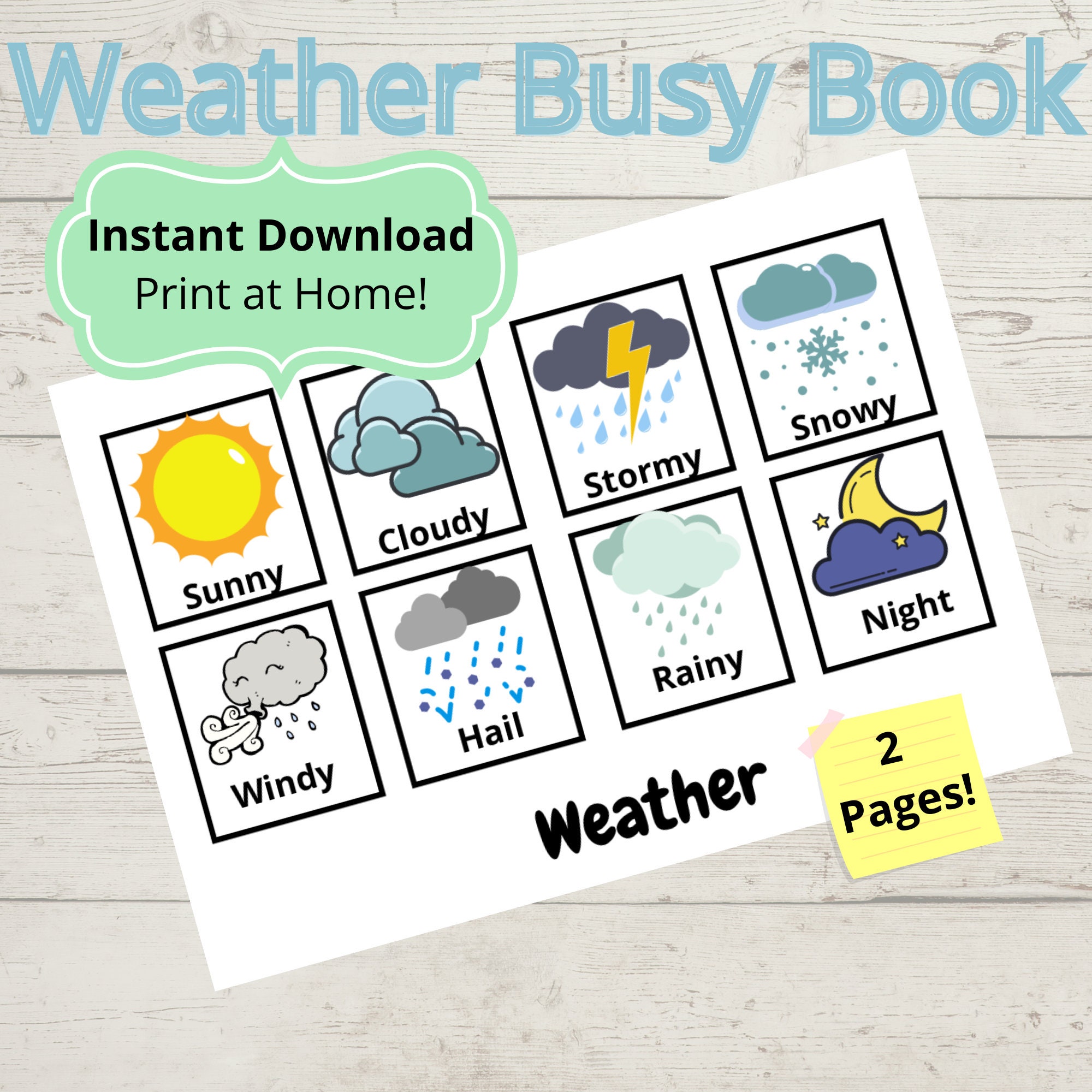 Weather Matching Game, Weather Game, Weather Busy Book, Busy Book ...