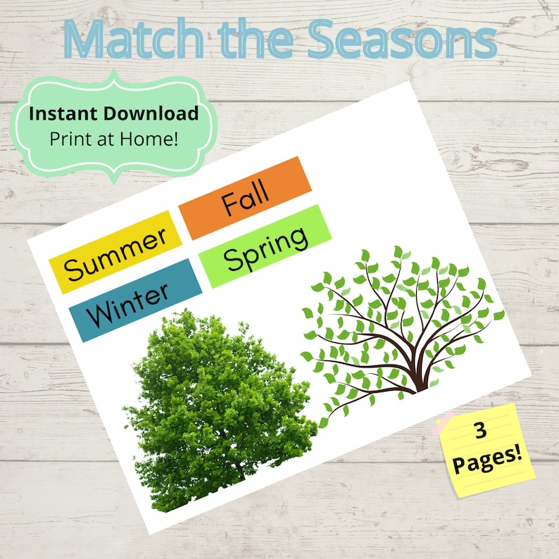 Match the Seasons, Seasons Matching, Seasons Game, Busy Book, Busy ...