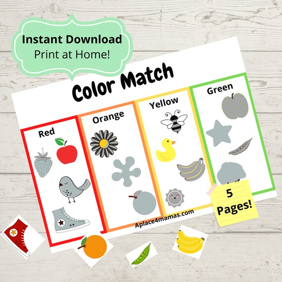 Color Matching Game Color Matching PDF Busy Book Printable - Etsy