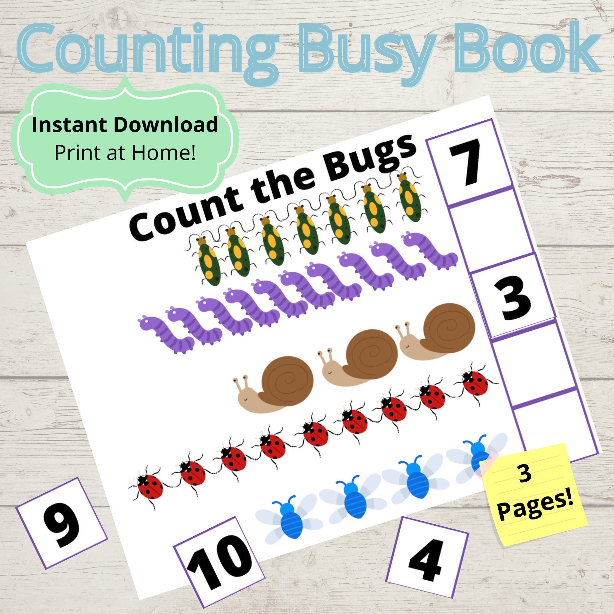 Numbers Worksheet Counting Worksheet Preschool Worksheets - Etsy