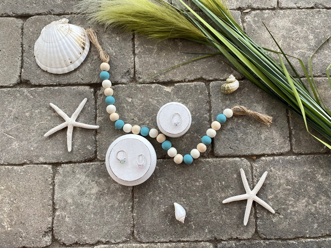 Beachy Wire Ring - Silver Ring - Beach Blue Ring - Summery Ring - Etsy