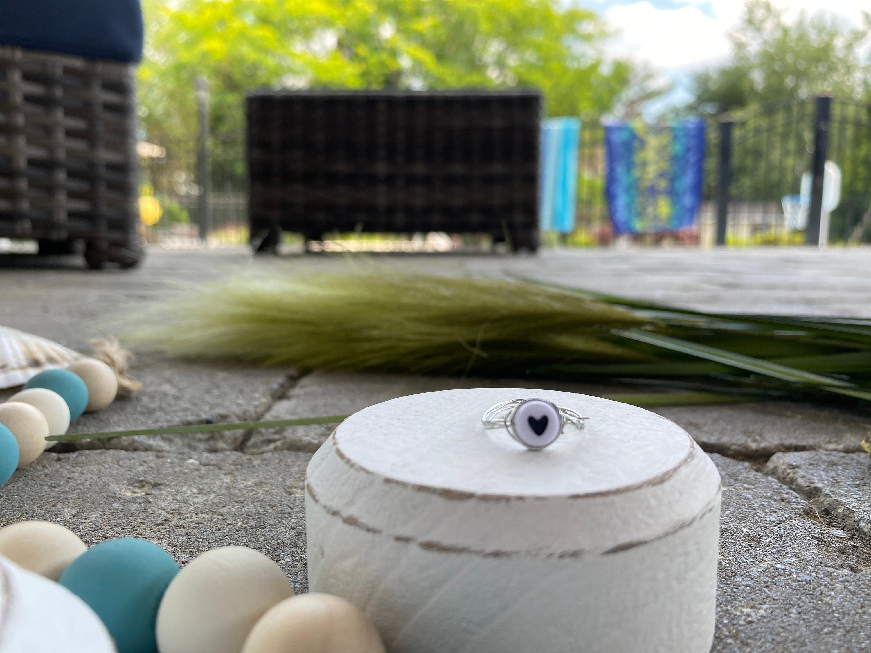 Beachy Wire Ring Silver Ring Beach Blue Ring Summery Ring - Etsy