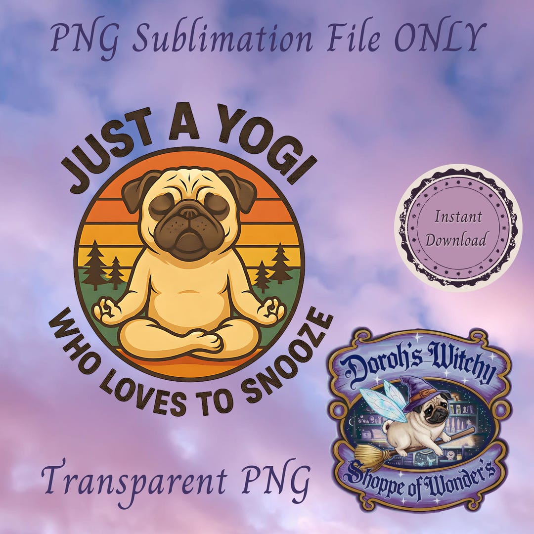 Retro Pug Yoga PNG | Funny Meditation Dog Clipart (digital Download) - Etsy