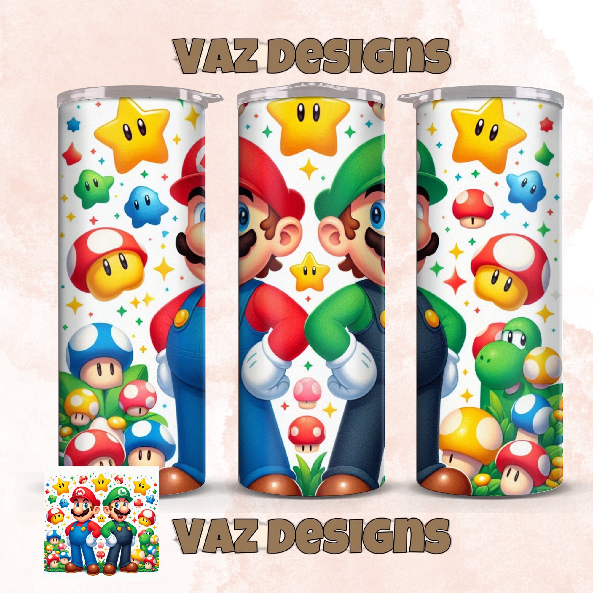 Super Star Mario and Luigi 20oz Straight Skinny Tumbler Wrap, Png, Svg ...