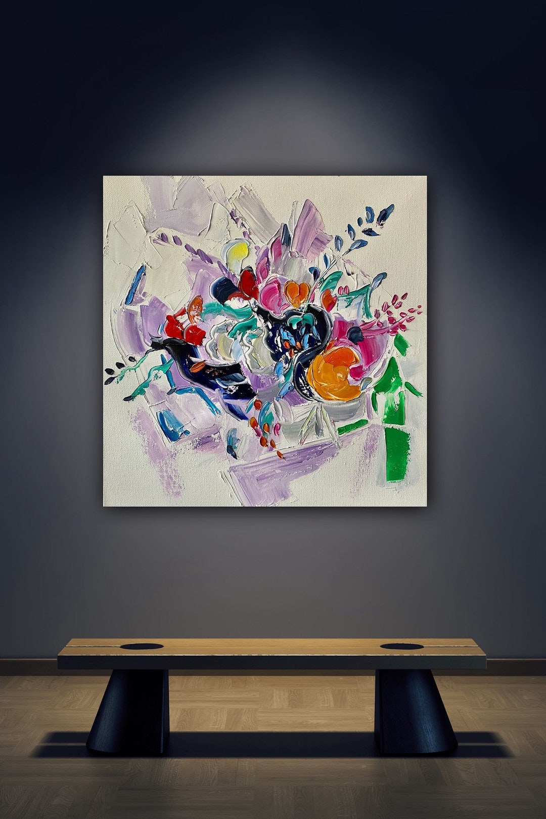Abstract Peonies Oil Painting on Canvas Still Life Original Art Floral ...