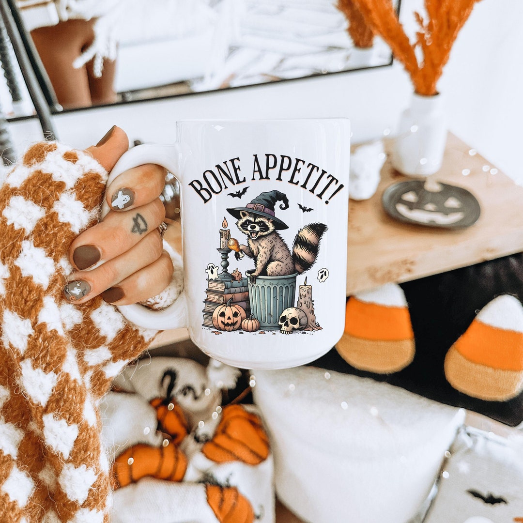 Funny Halloween Coffee Mug, Cute Raccoon Witch, Unhinged Halloween ...