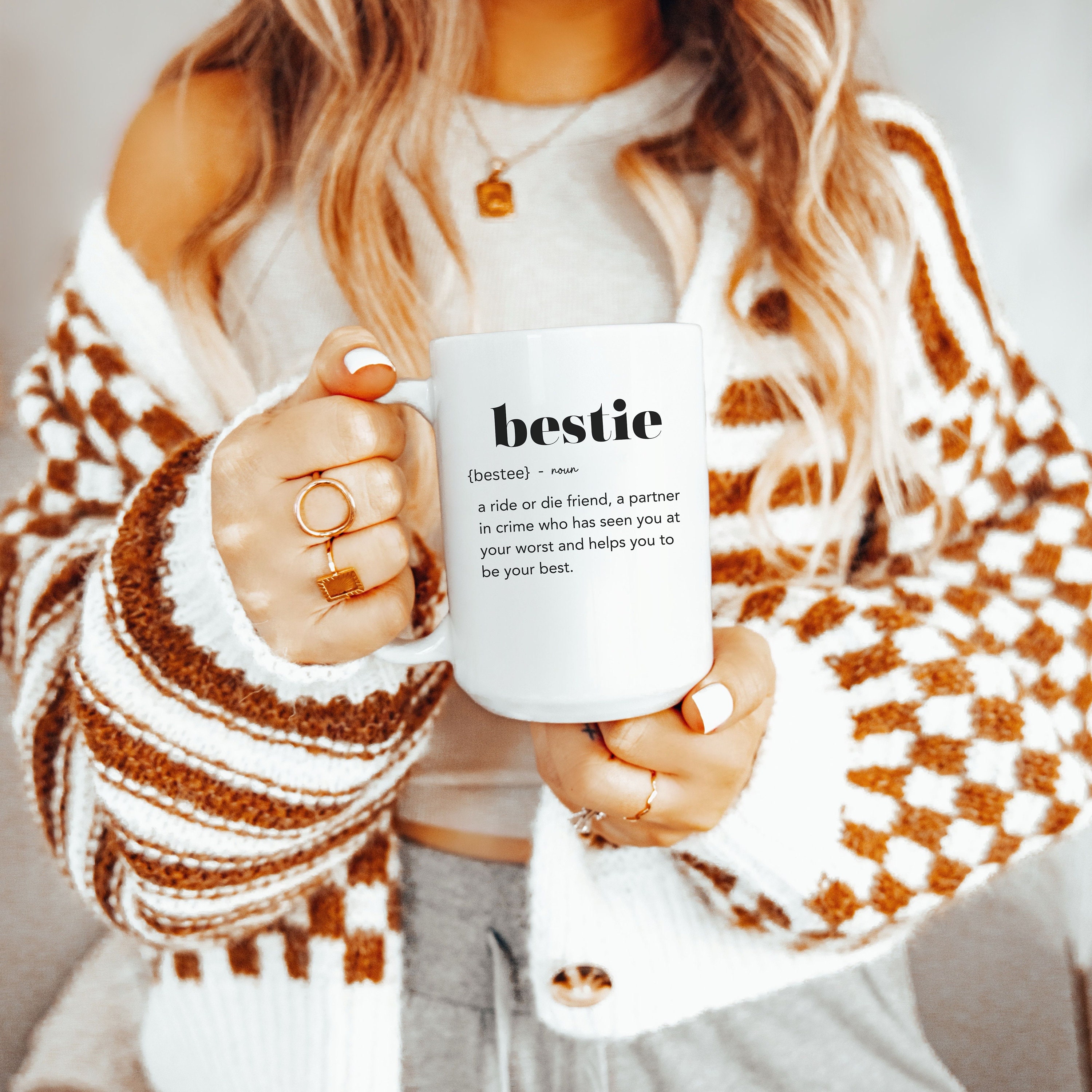Custom Besties Mug With Names on the Back, Bestie Definition Coffee Mug ...