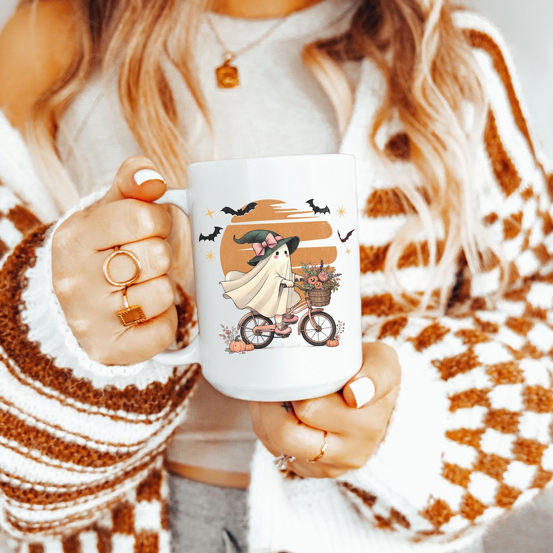 Halloween Ghost Coffee Mug, Retro Ghost Coffee Cup, Cute Halloween ...