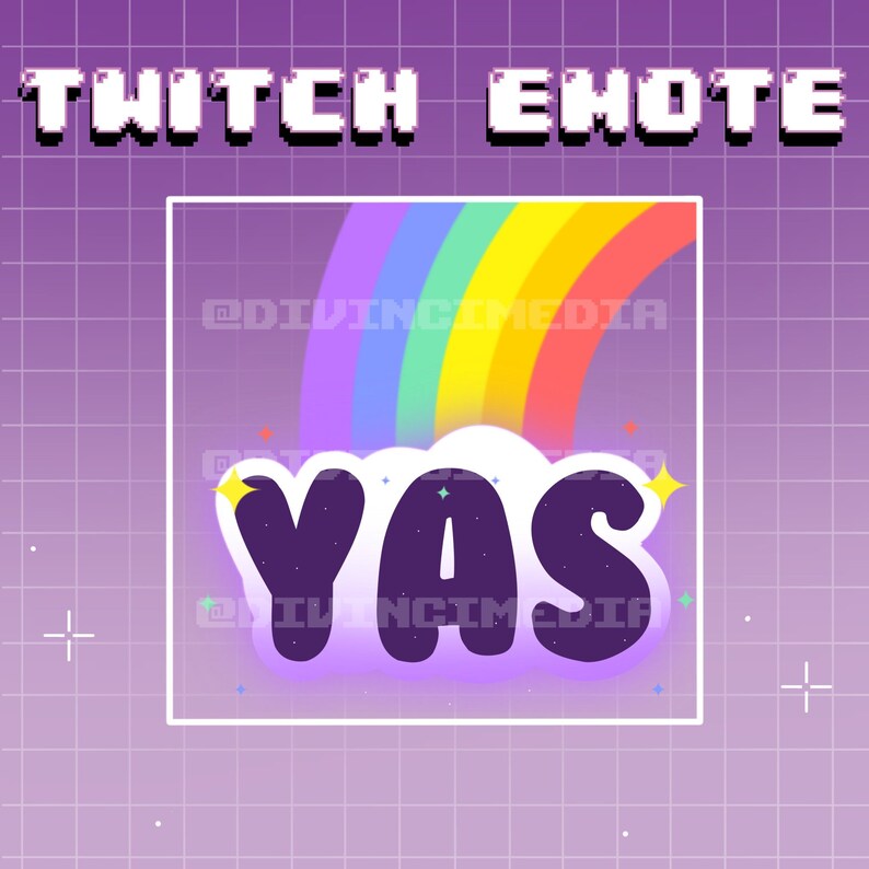 Yas Rainbow Text Twitch Emote Shooting Stars. Pride Love Hearts Yes ...
