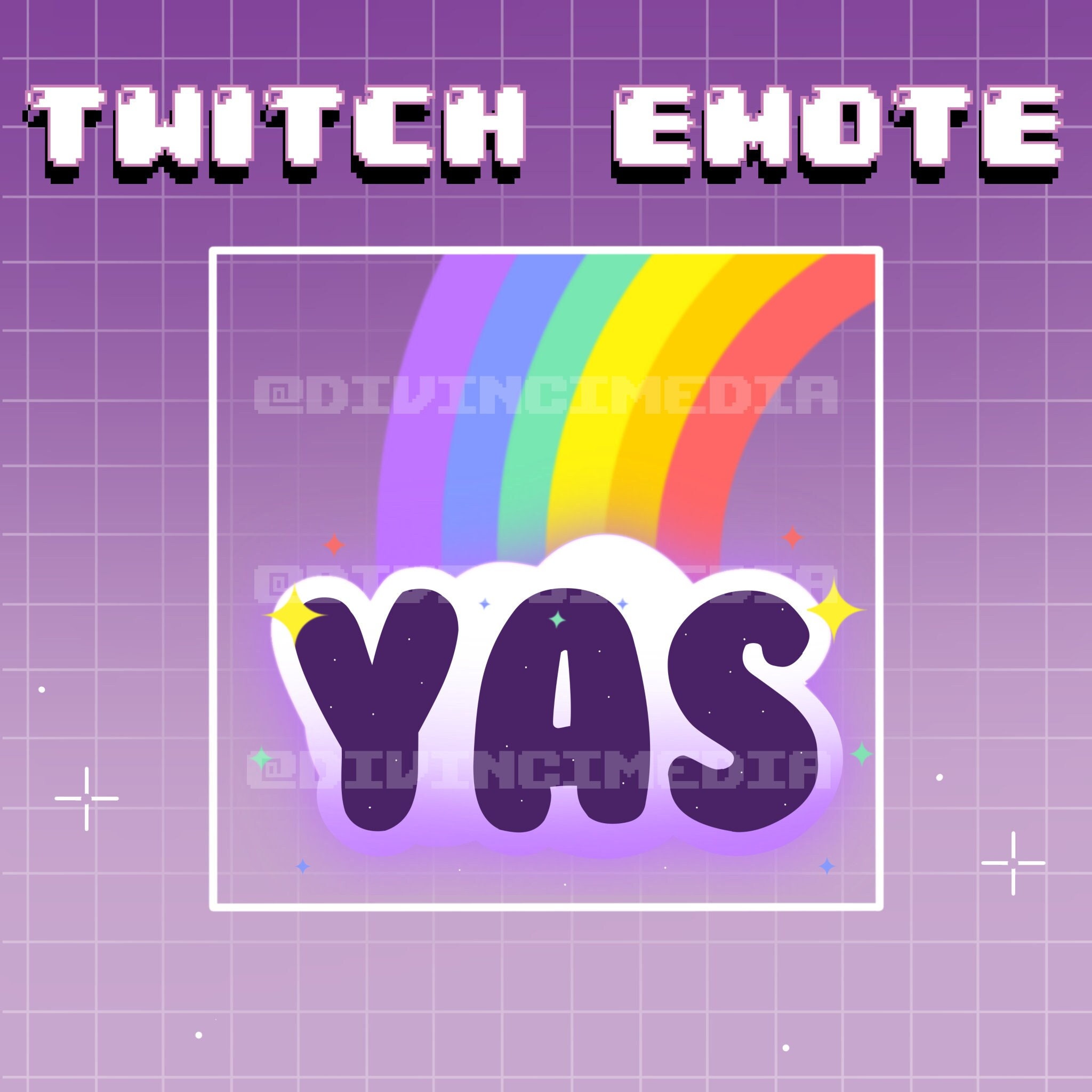 Yas Rainbow Text Twitch Emote Shooting Stars. Pride Love Hearts Yes ...