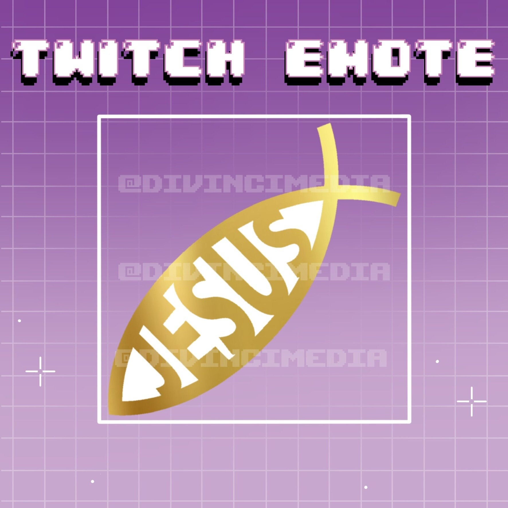 Gold Jesus Christ Fish OMG Text Twitch Emote Holy Religious Pray God ...