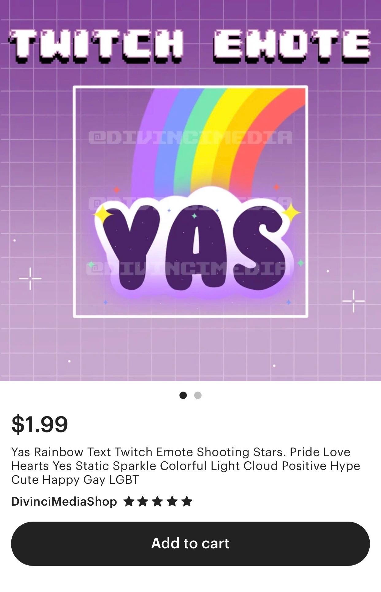 Animated Twitch Emote Yas Rainbow Flag Text Pride Love Hearts Yes Colorful Light Positive Hype ...