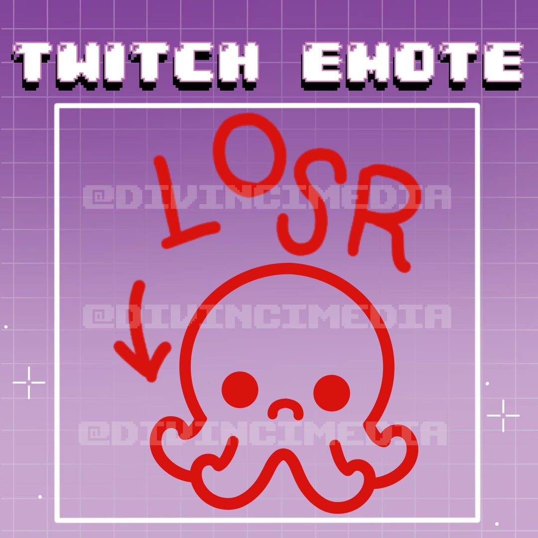 Loser Squid Twitch Emote Kawaii Sponge Cute Text Meme Funny Discord ...