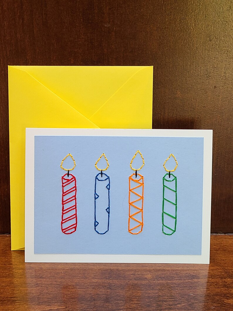 Birthday Candle Card A2 Hand-embroidery Pattern Download - Etsy