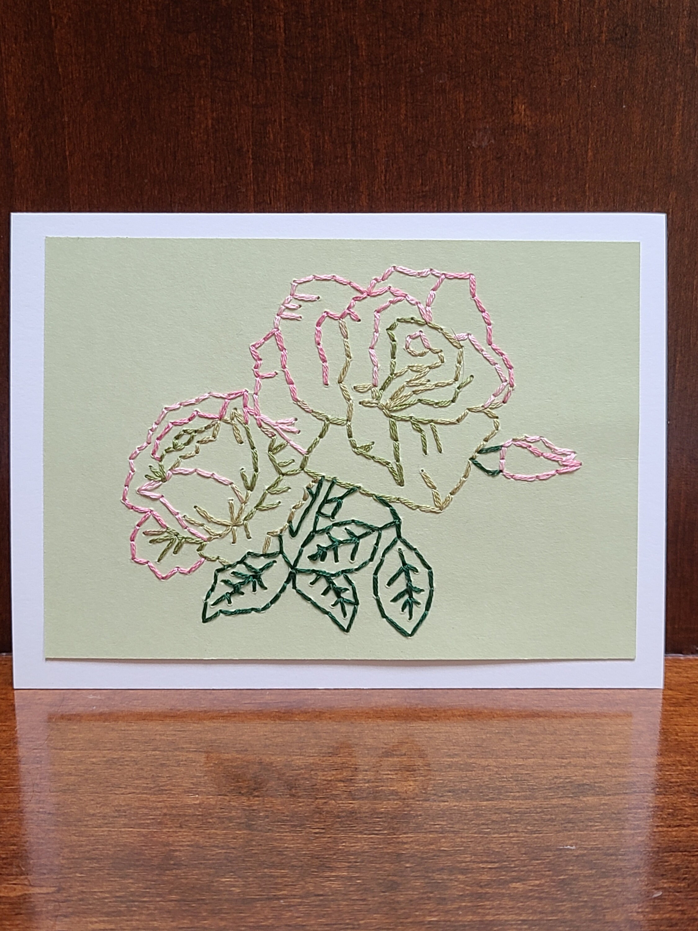 Rose Card A2 Hand-embroidery Pattern Download | Paper Embroidery | Home ...