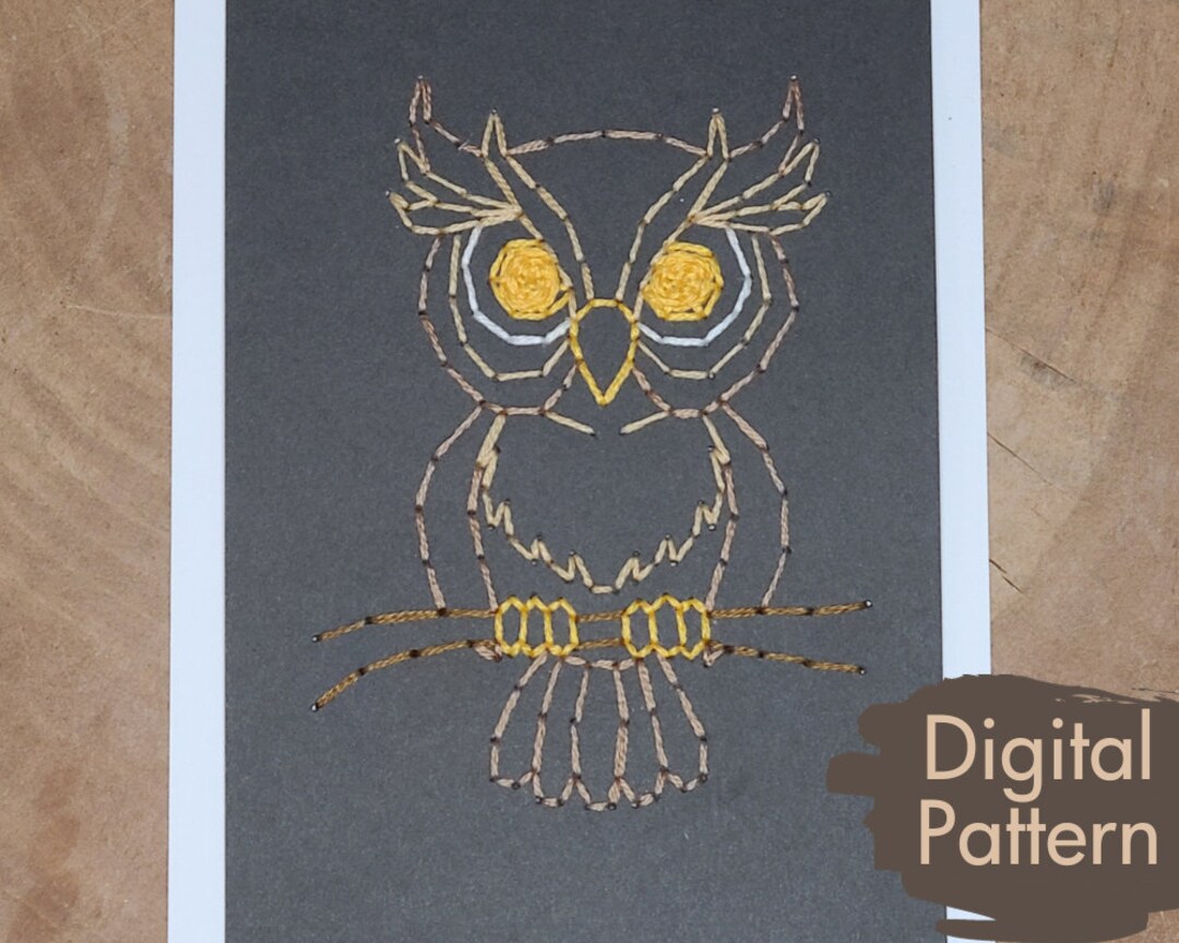 Great Horned Owl A2 Hand-embroidery Pattern Download | Paper Embroidery ...