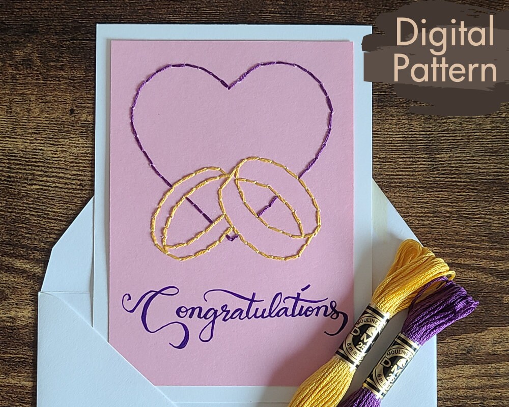 Wedding Card A2 Hand-embroidery Pattern Download - Etsy