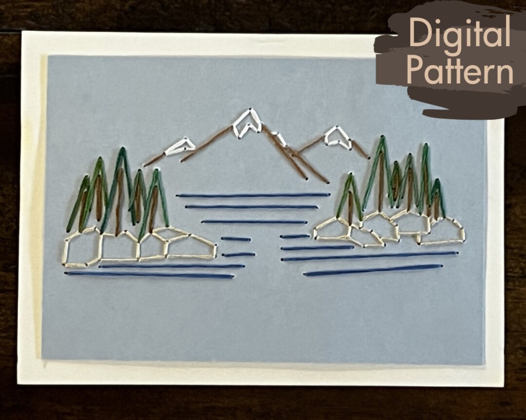 Mountain Lake A2 Hand-embroidery Pattern Download | Paper Embroidery ...
