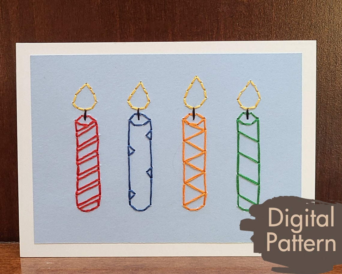 Birthday Candle Card A2 Hand-embroidery Pattern Download - Etsy