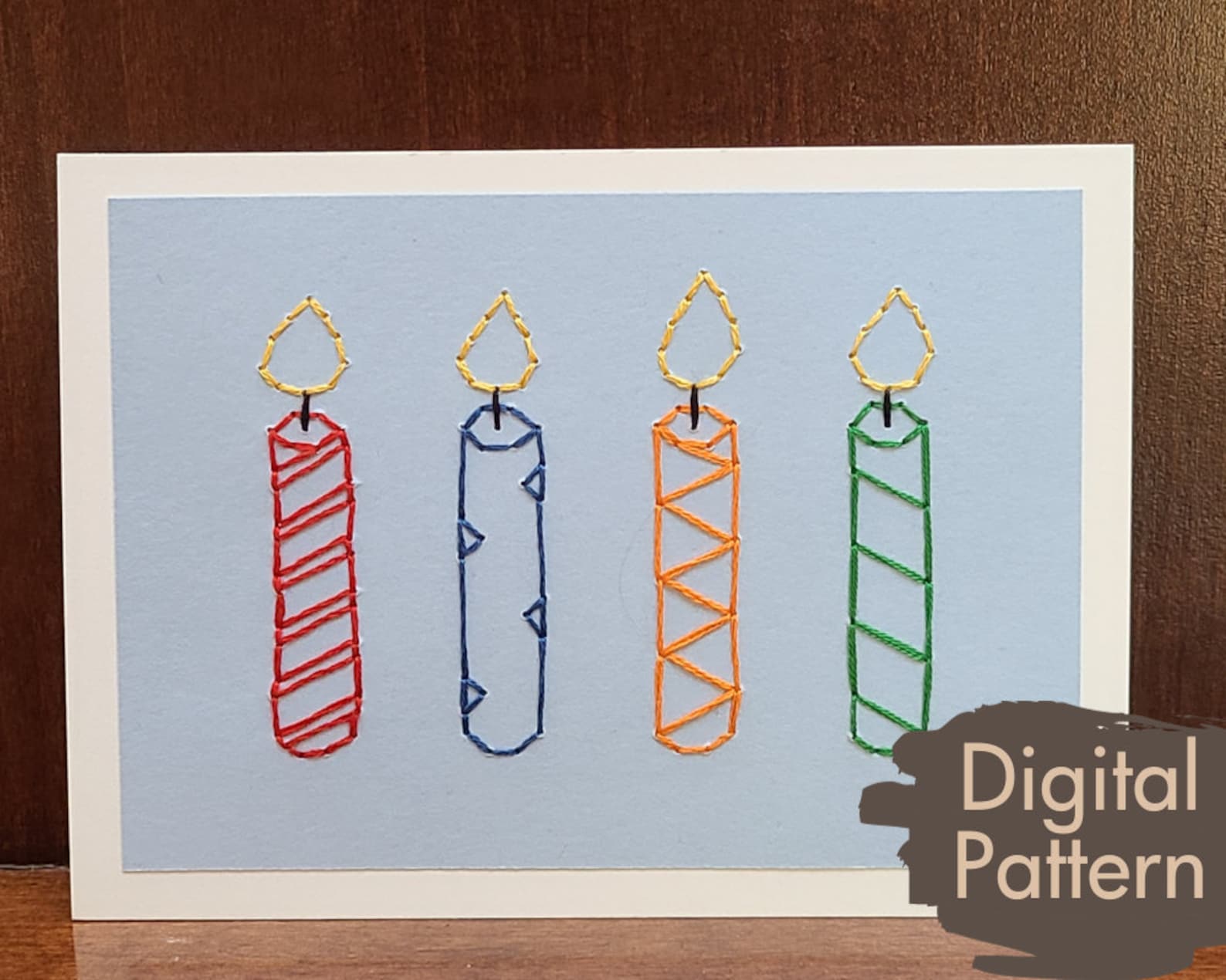 Birthday Candle Card A2 Hand-embroidery Pattern Download - Etsy