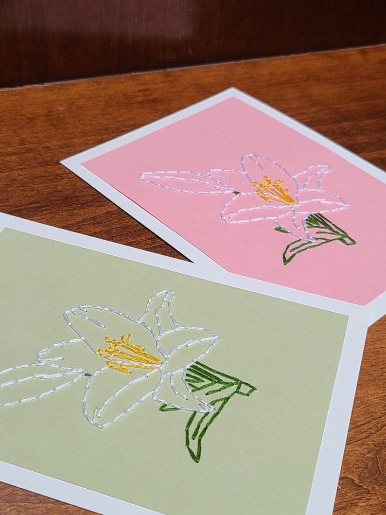Lily Condolences Hand-embroidery Card A2 Pattern Download - Etsy
