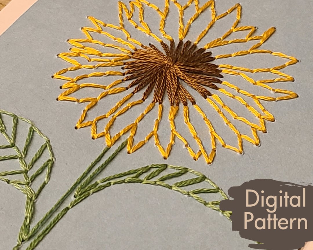 Sunflower Card A2 Hand-embroidery Pattern Download | Paper Embroidery ...
