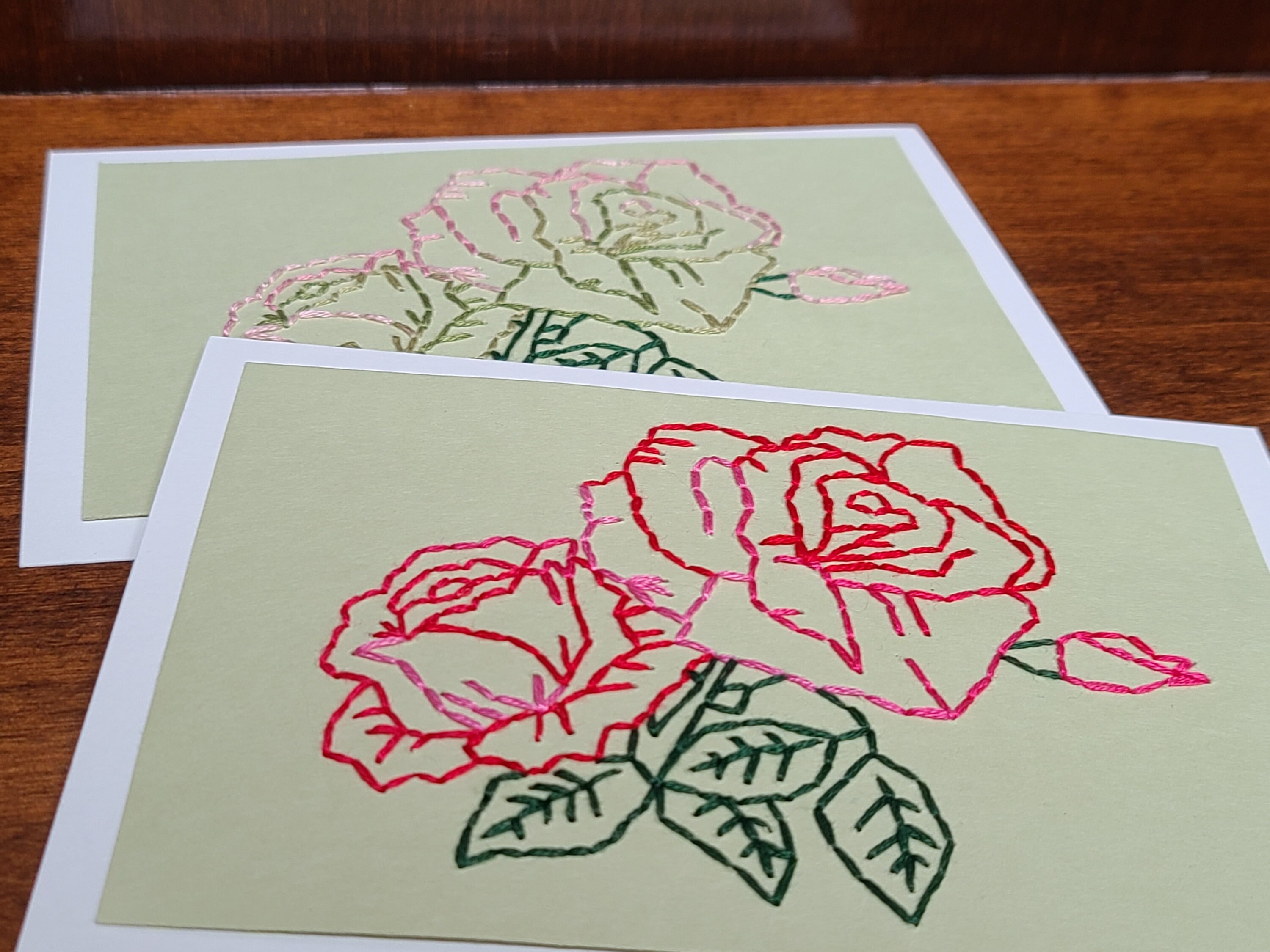 Rose Card A2 Hand-embroidery Pattern Download | Paper Embroidery | Home ...