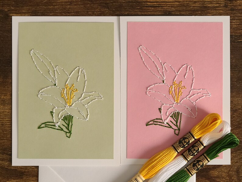 Lily Condolences Hand-embroidery Card A2 Pattern Download - Etsy