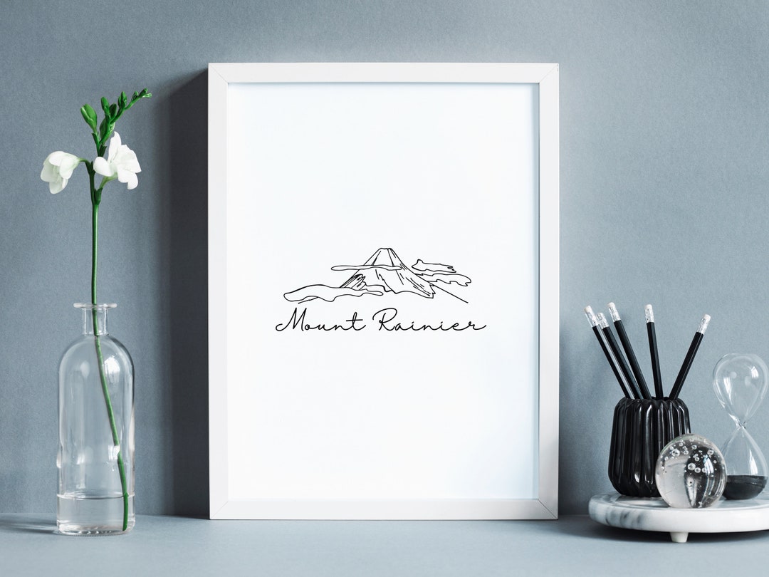 Mount Rainier National Park Printable Wall Art, Minimalist Mount ...