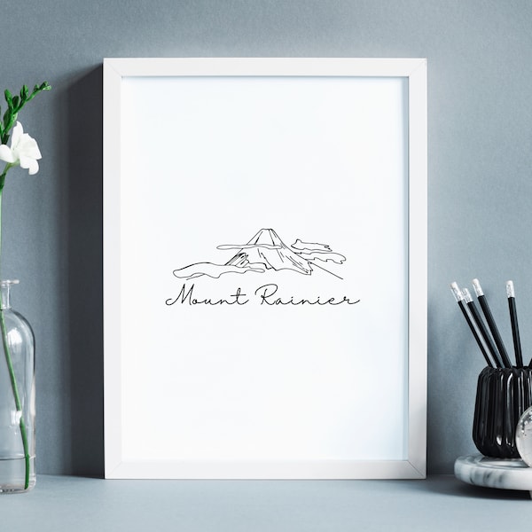 Mount Rainier Line Art - Etsy
