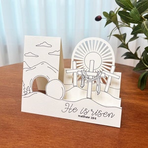 He is Risen Card SVG: Christian Easter Card Template (digital Download ...