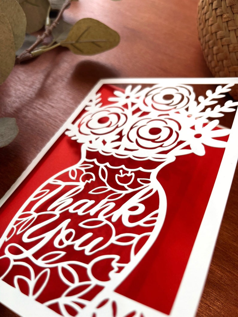 Floral Thank You Card SVG Template: Cricut Cut File (digital Download ...