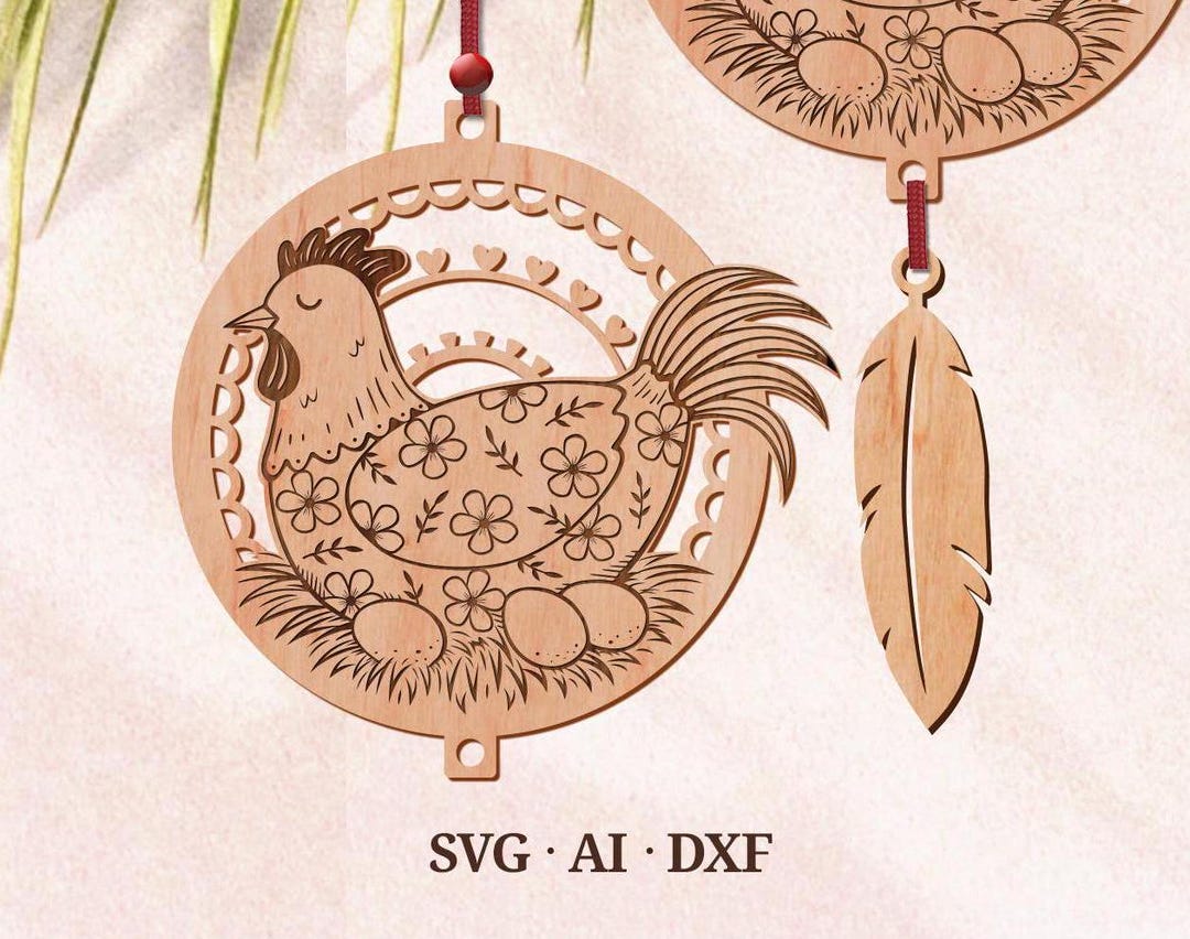 Chicken Suncatcher SVG: Easter Ornament, Repurposed CD/DVD Art (digital ...