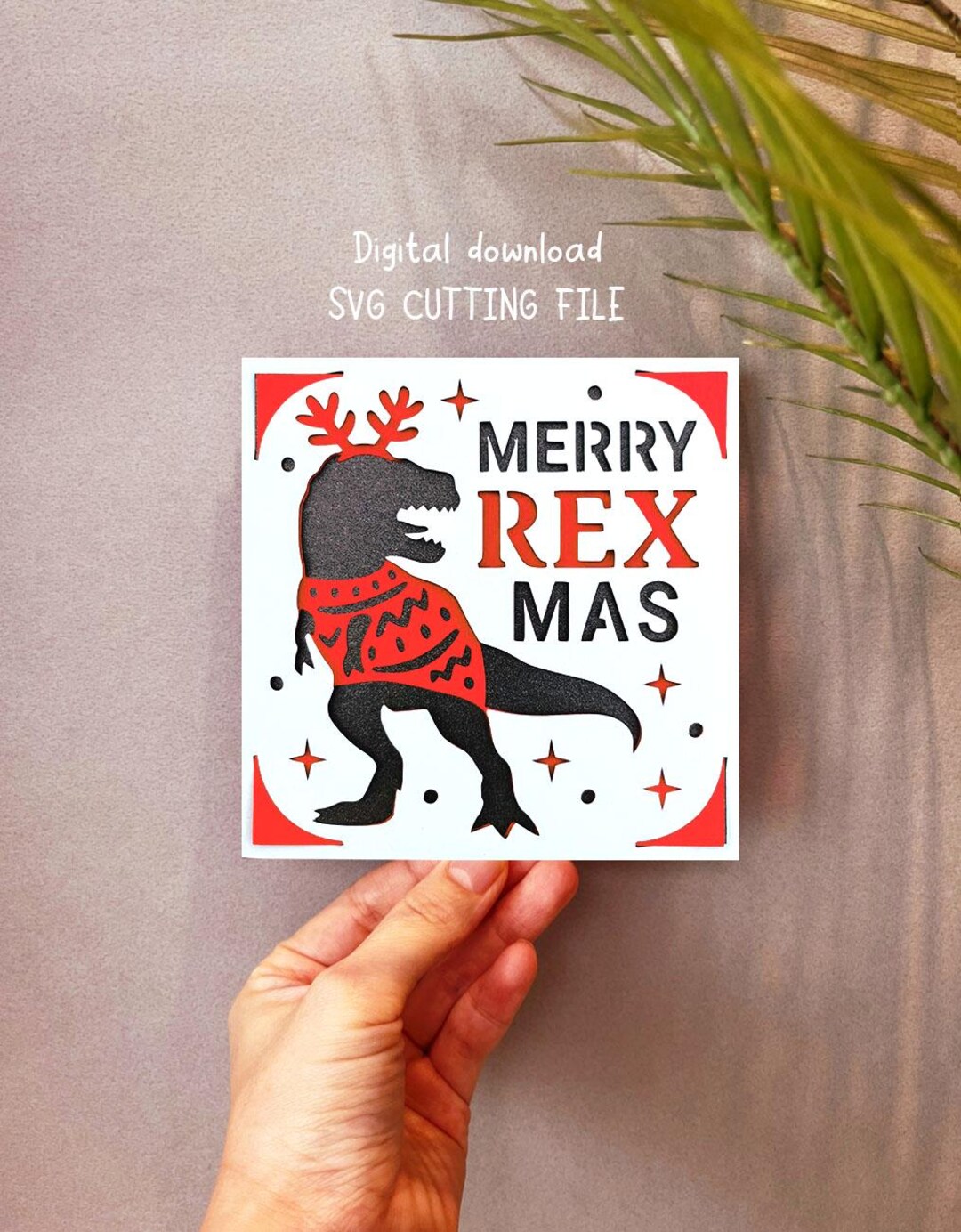 Merry Rex-mas Card SVG: Christmas Cricut Joy Insert (digital Download ...