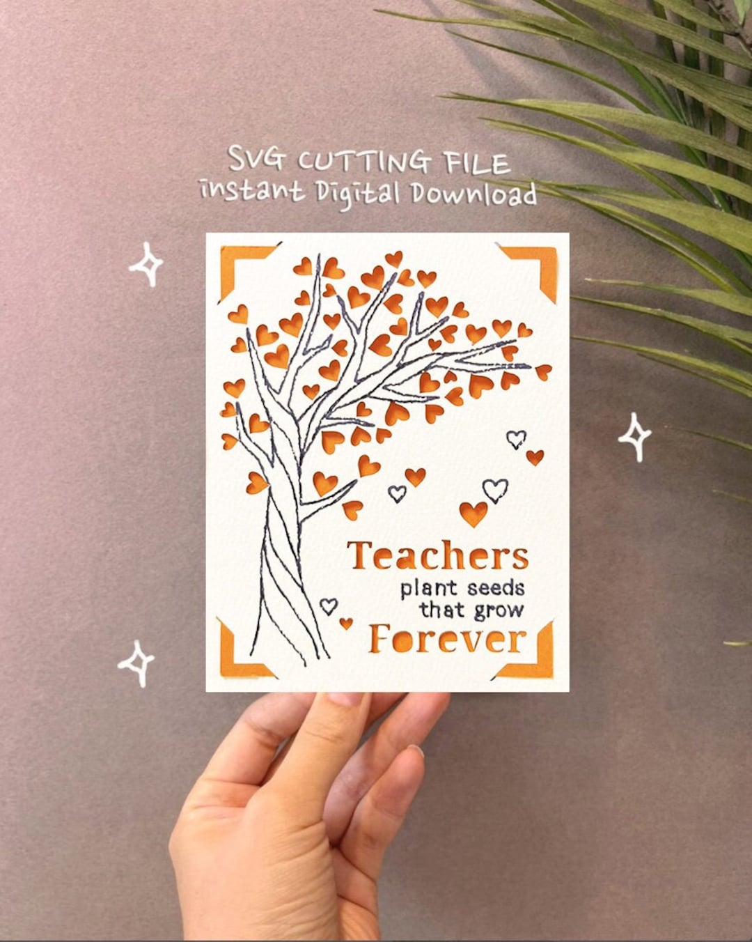 Teacher Appreciation Card SVG: Cut & Draw Template (digital Download ...