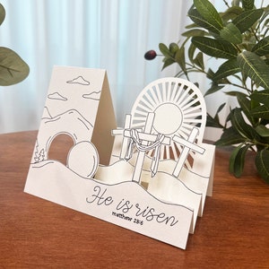 He is Risen Card SVG: Christian Easter Card Template (digital Download ...