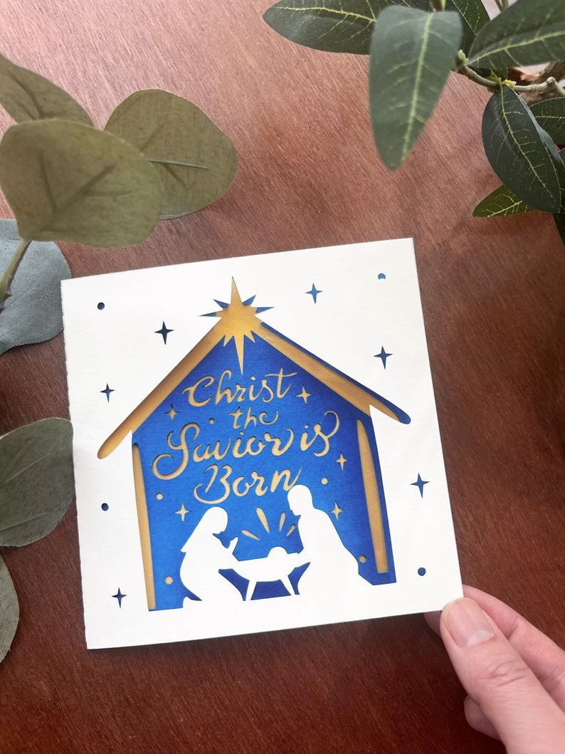 Nativity Card SVG Template, Christ the Savior, Cricut Ready (digital ...