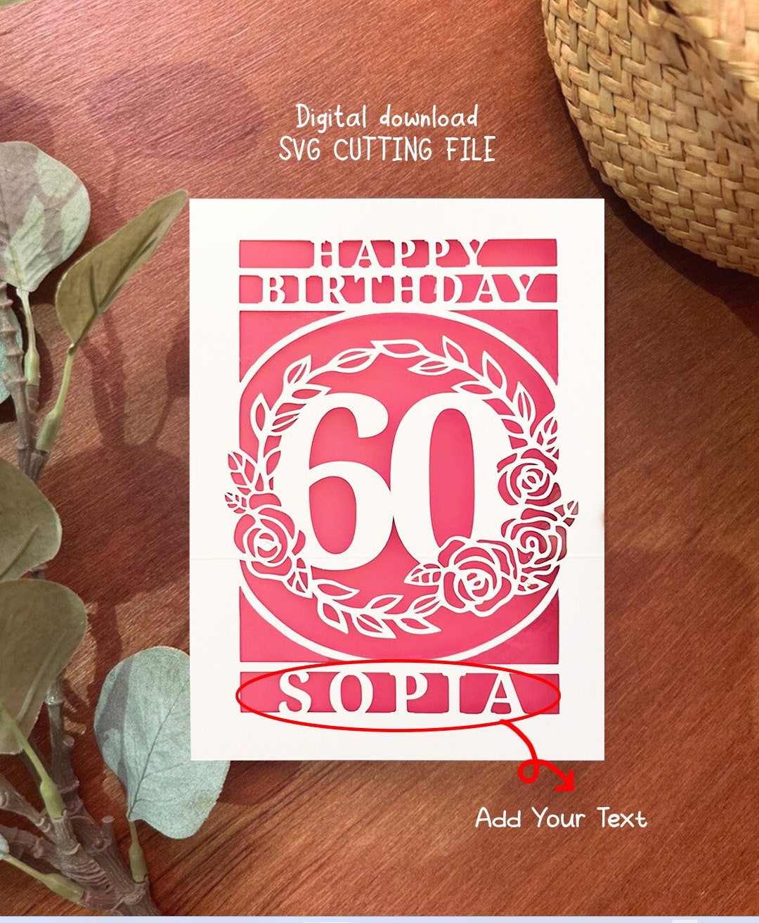 60th Birthday Card Svg Flowers Card Svg Papercut Card Svg Etsy