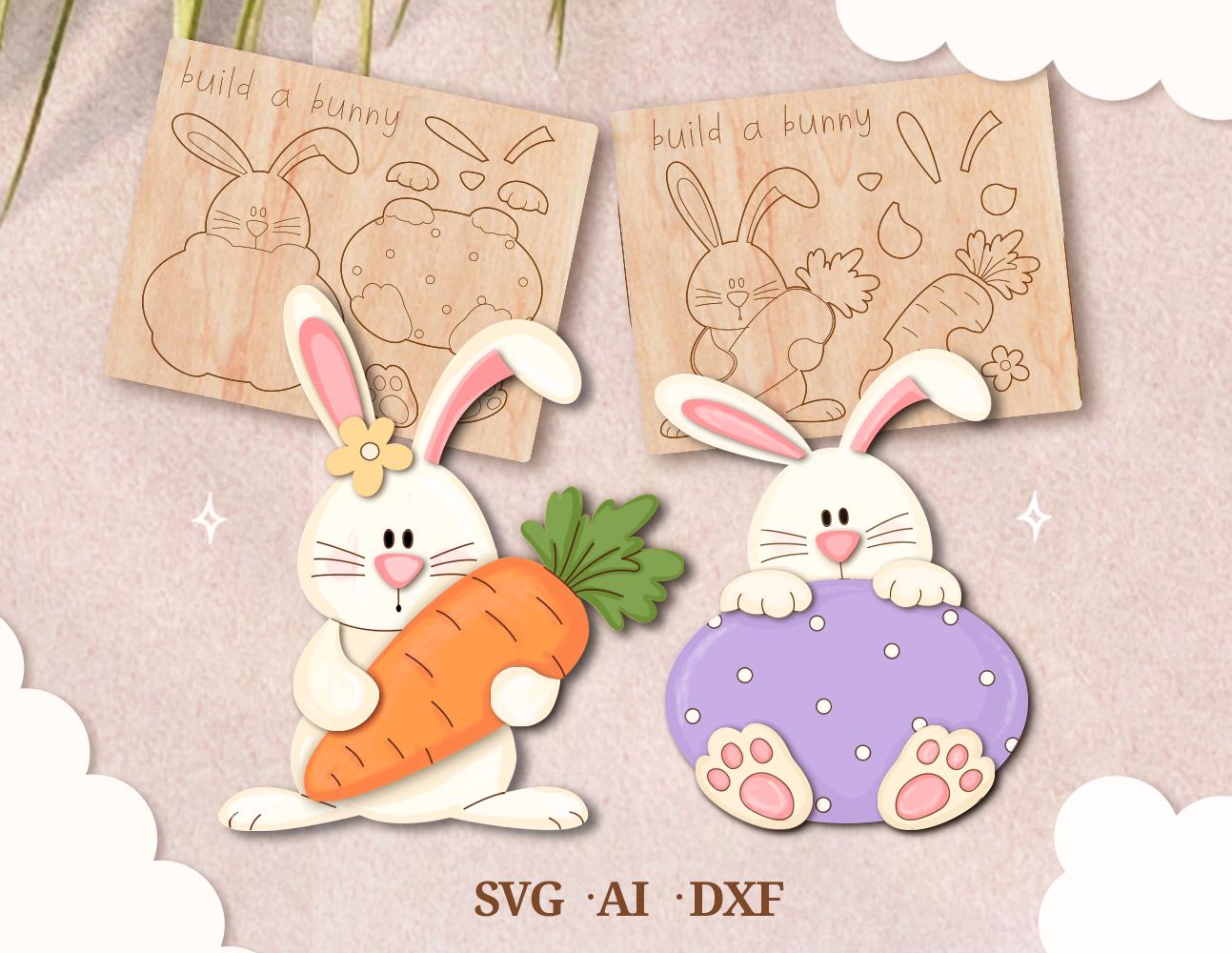 Build a Bunny Easter Craft Kit Svg: Coloring Wood Kids DIY Craft ...