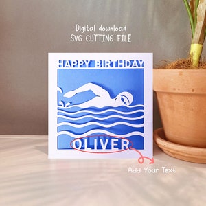 Swimming Birthday Card SVG, Birthday Card for Swimmer SVG, Cricut ...