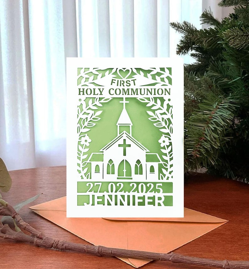 First Communion Card SVG: Religious Celebration Cricut (digital ...