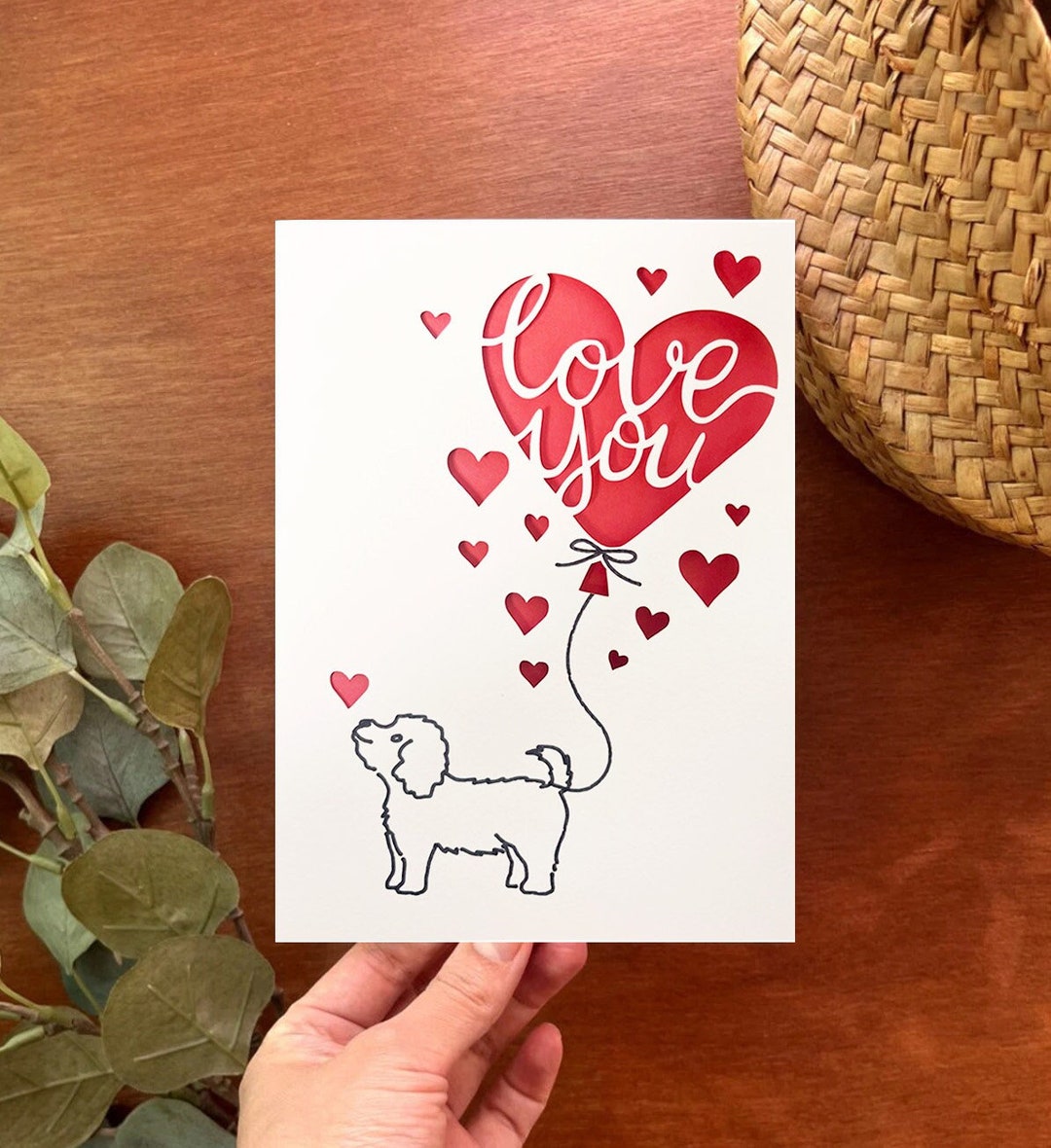 Cockapoo Love You Card SVG: Dog Lover Cricut Template (digital Download ...