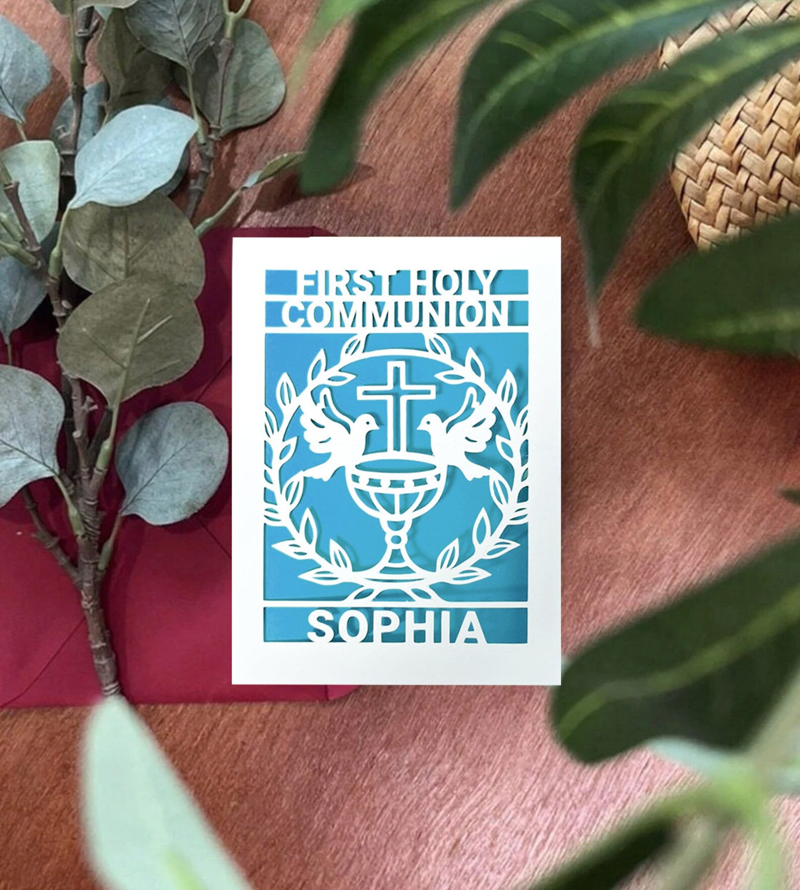Personalized First Holy Communion Card SVG: Papercut Template (digital ...
