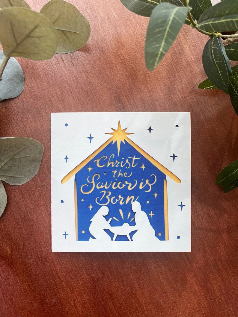 Nativity Card SVG Template, Christ the Savior, Cricut Ready (digital ...