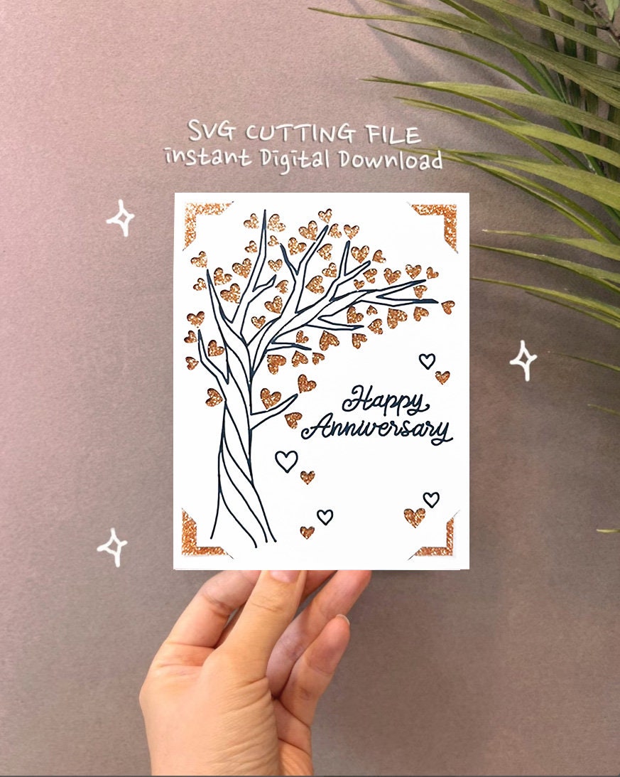 Anniversary Card Svg Love Tree Card Svg instant Digital - Etsy UK