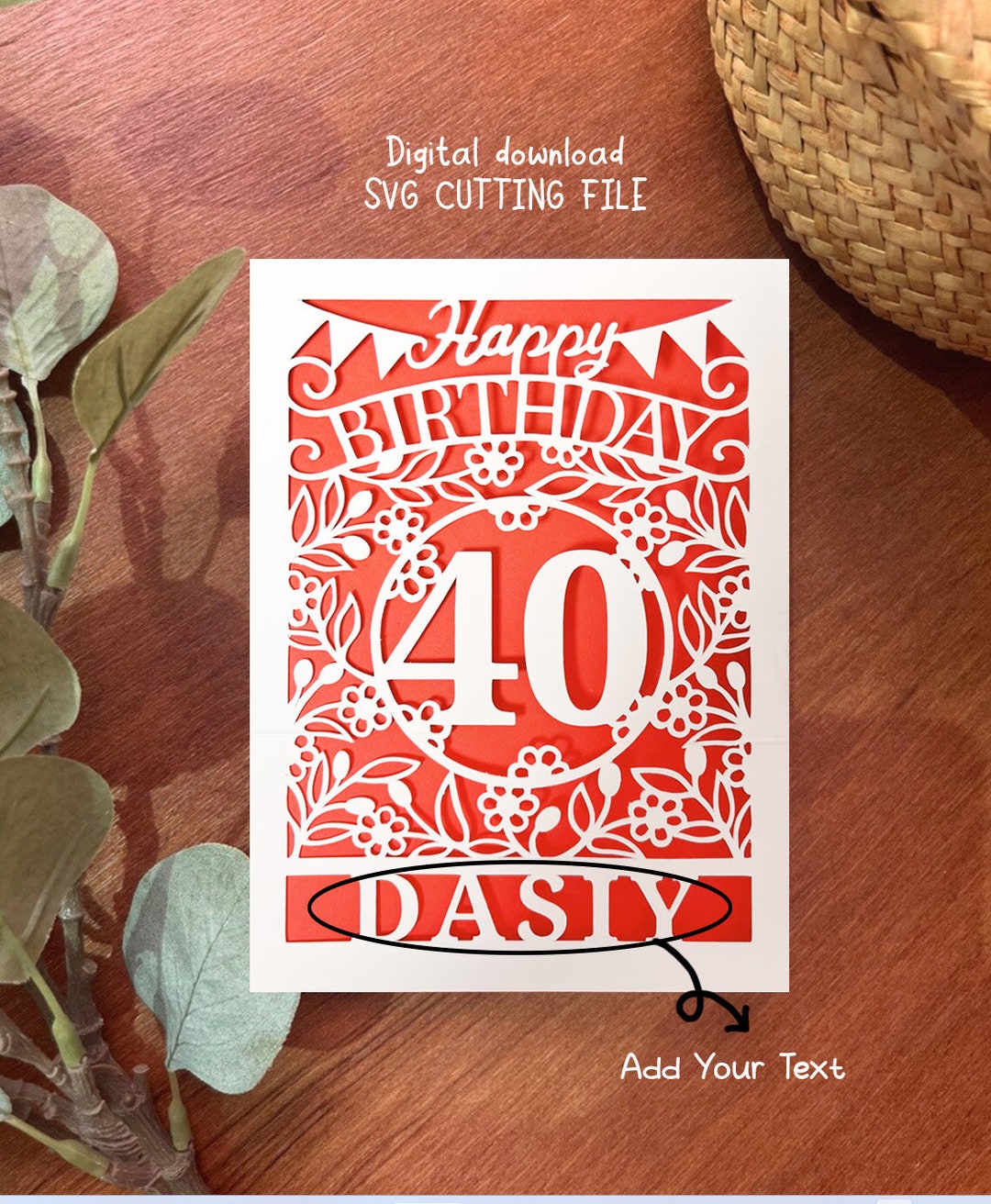 40th Birthday Card Svg, Age 40 Card SVG, Digital Download Cricut - Etsy